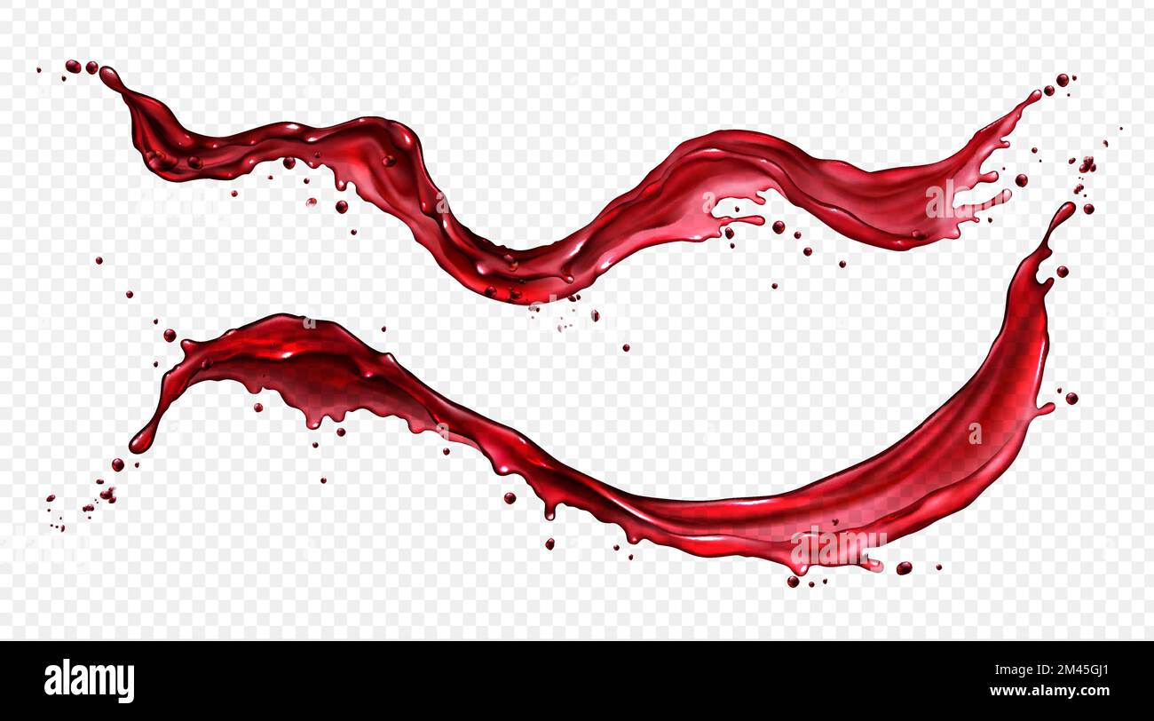 Horizontal splash of wine or red juice isolated on transparent ...