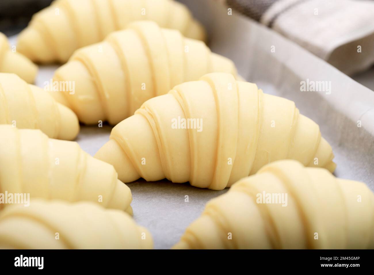 Ready to Bake Croissant on White Baking Paper, Behind the Scene Baking ...