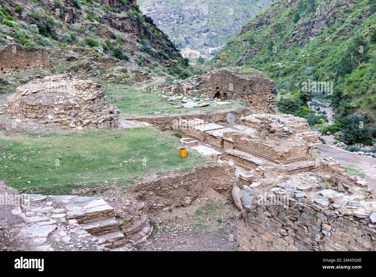 The Buddhist Stupa and monstery archaeology site in Pakistan Stock ...