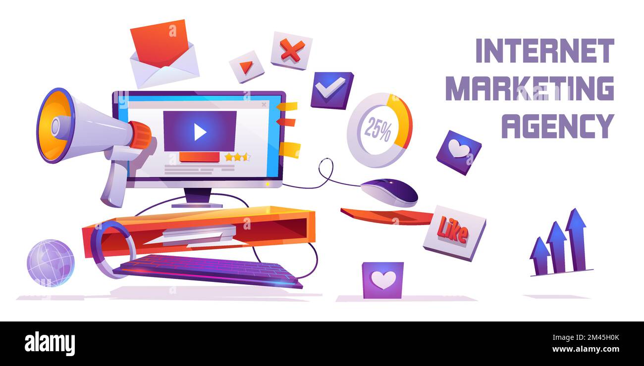 Internet marketing agency banner. Digital business, online advertising ...