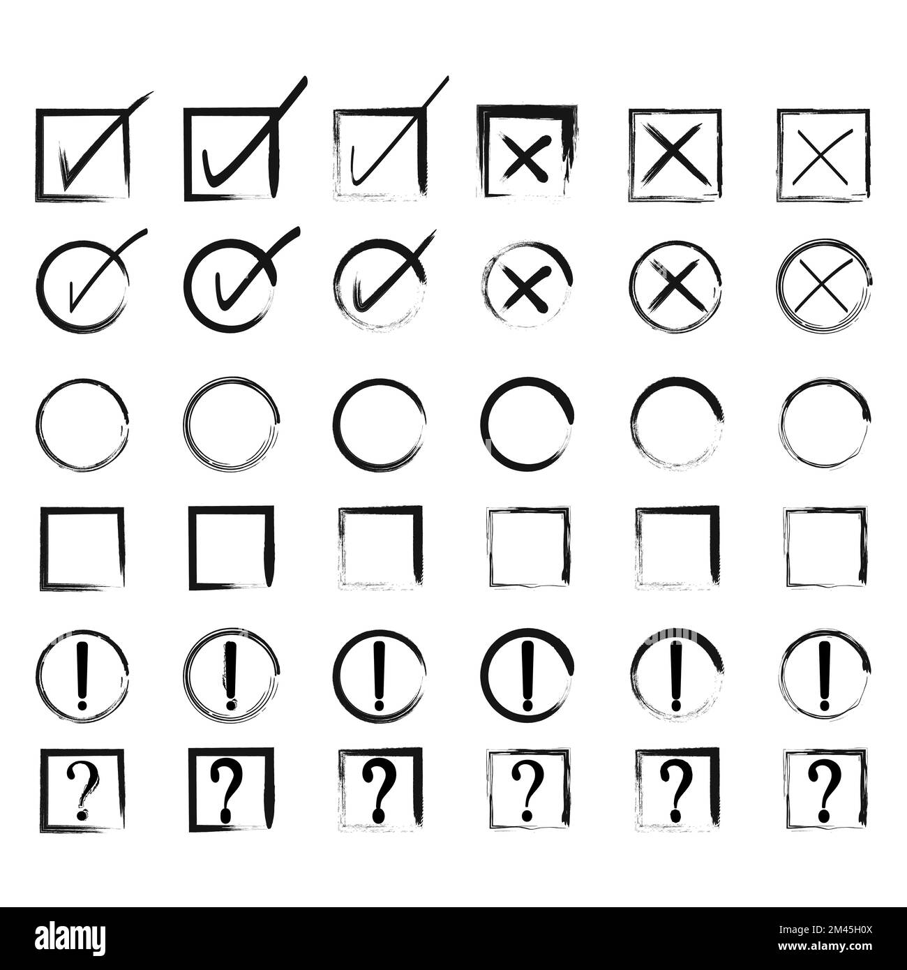 A set of doodle check marks in boxes isolated on a white background Stock Vector Image & Art - Alamy