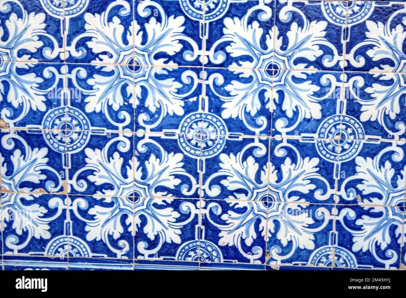 The Talavera ceramic wall of abstract blue pattern Stock Photo - Alamy