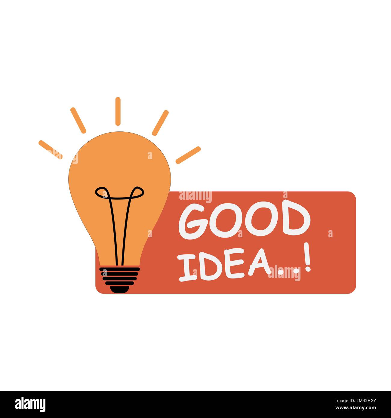 A drawing of a light bulb with a "Good idea" text isolated on a white ...