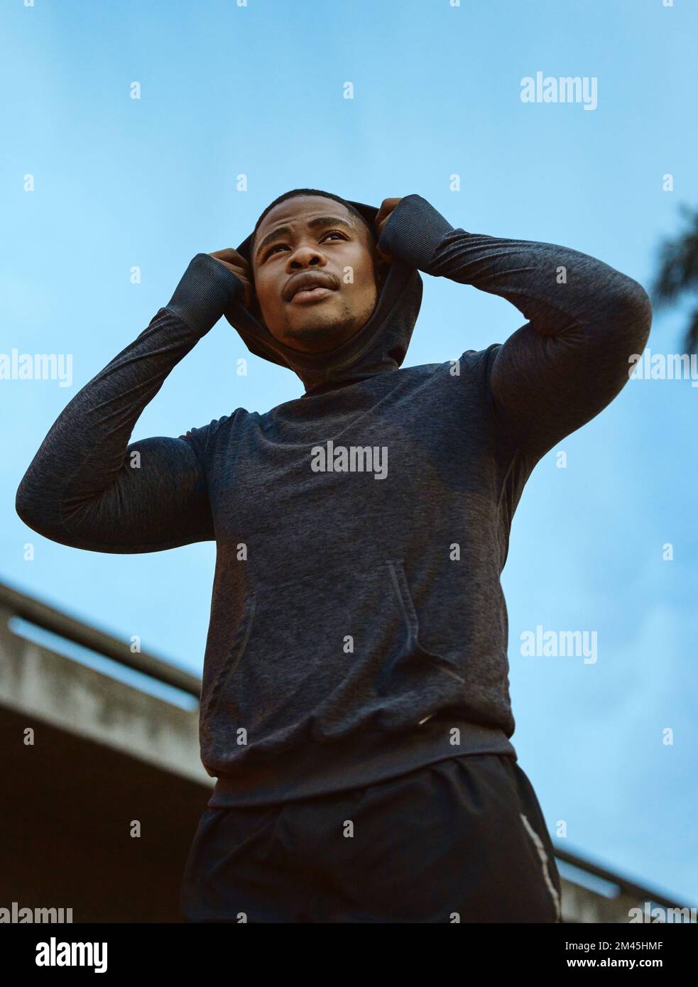 Fitness, health and man runner in a city for training, exercise and ...