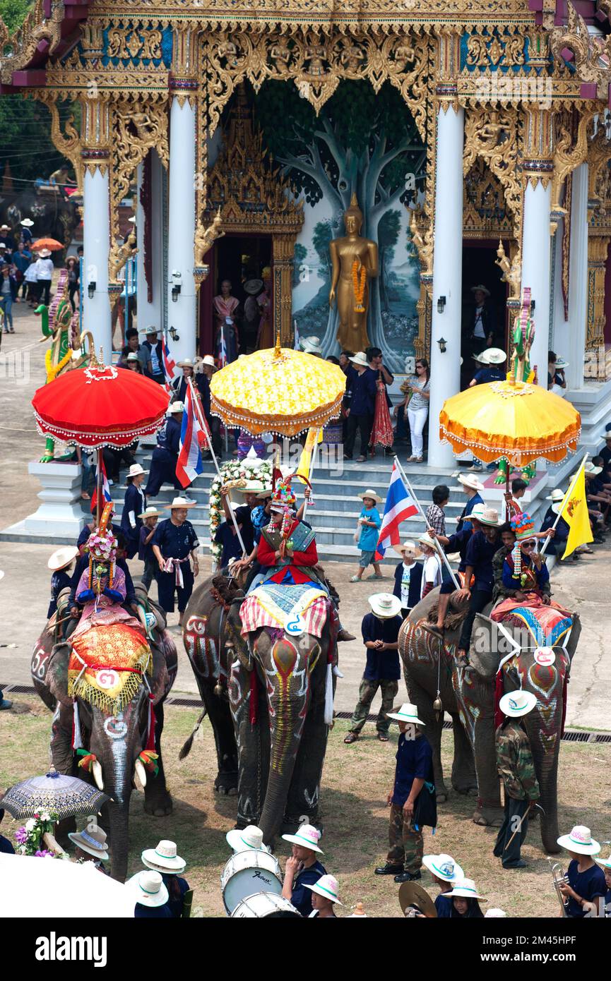 Elephant Ordination Ceremony at Ban Hat Siew Si Satchanalai District ...