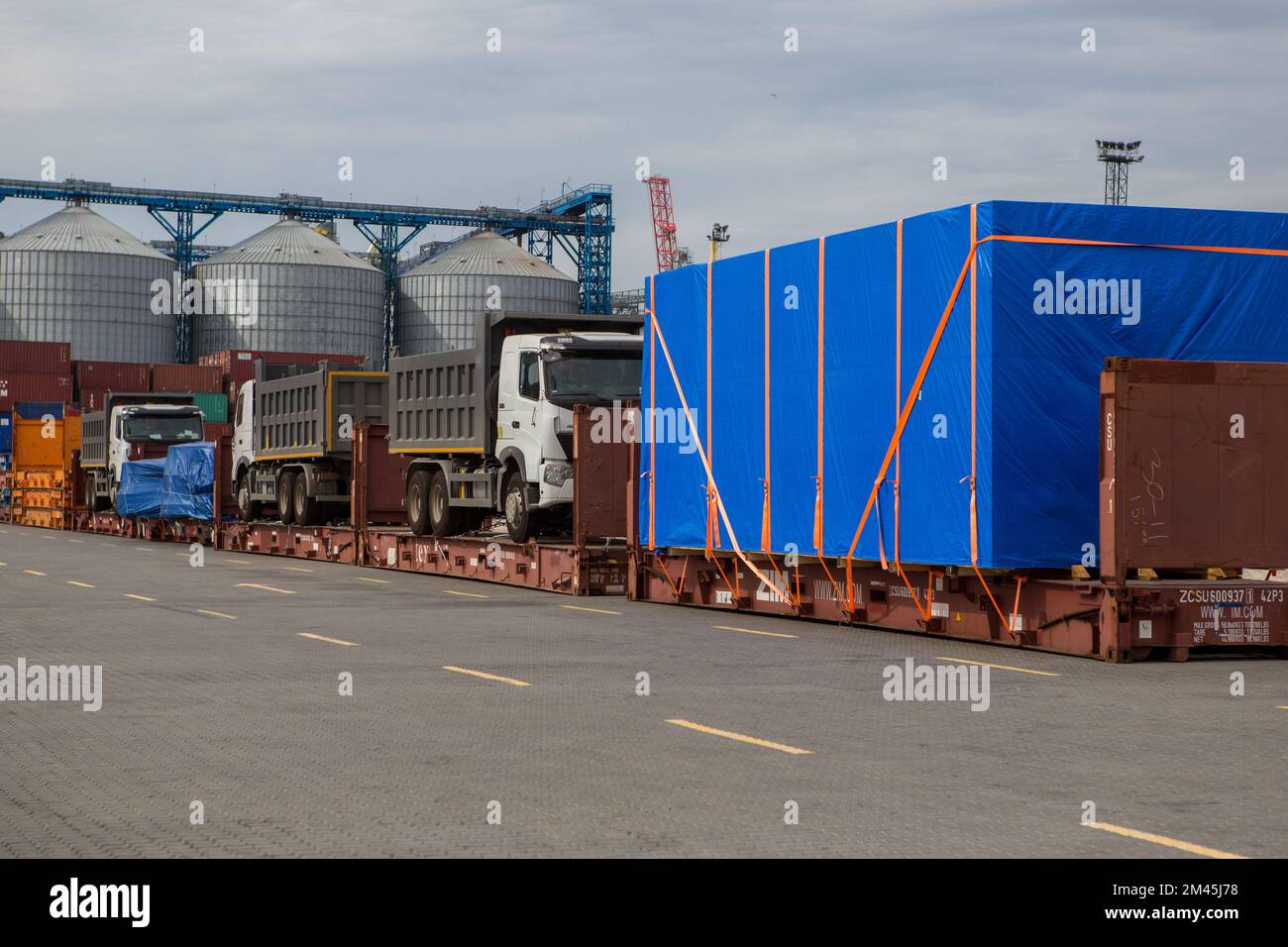 Odessa, Ukraine SIRCA 2018: oversized cargo at the terminal. trucks at ...