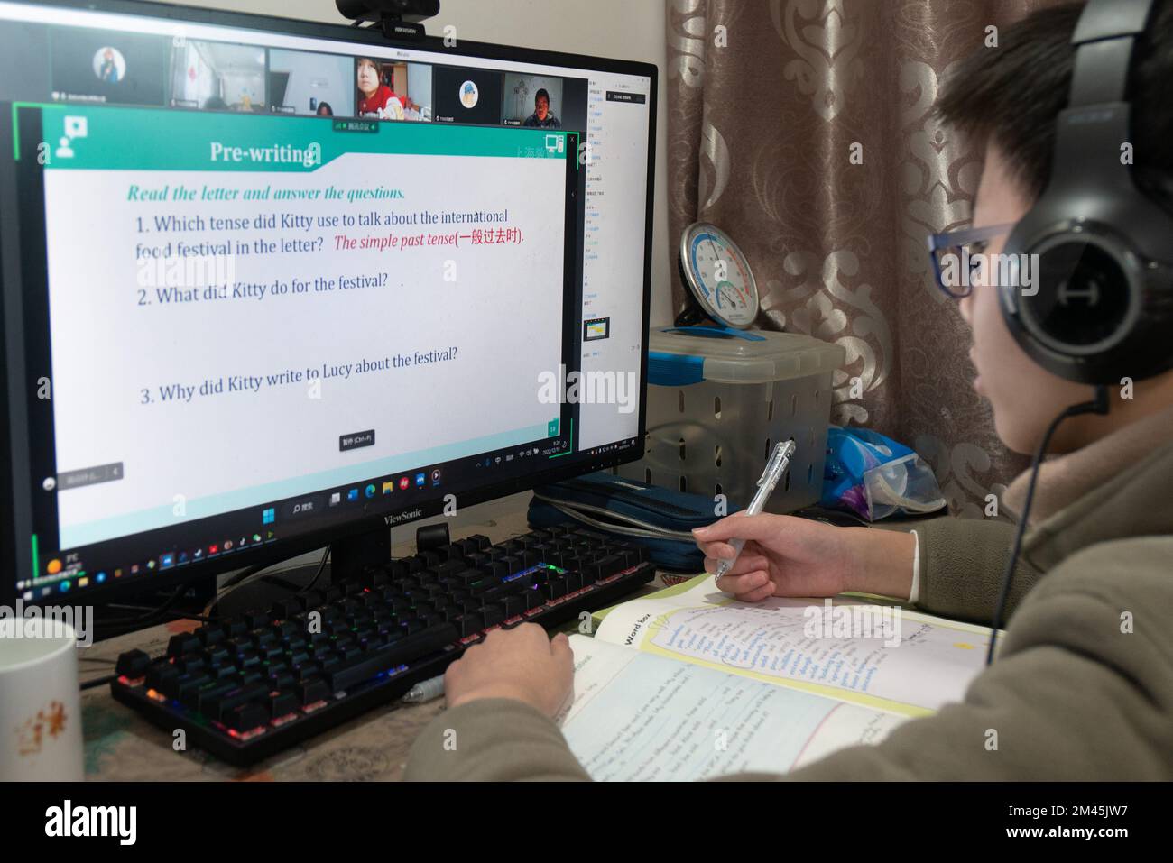 SHANGHAI, CHINA - DECEMBER 19, 2022 - A student attends an English ...