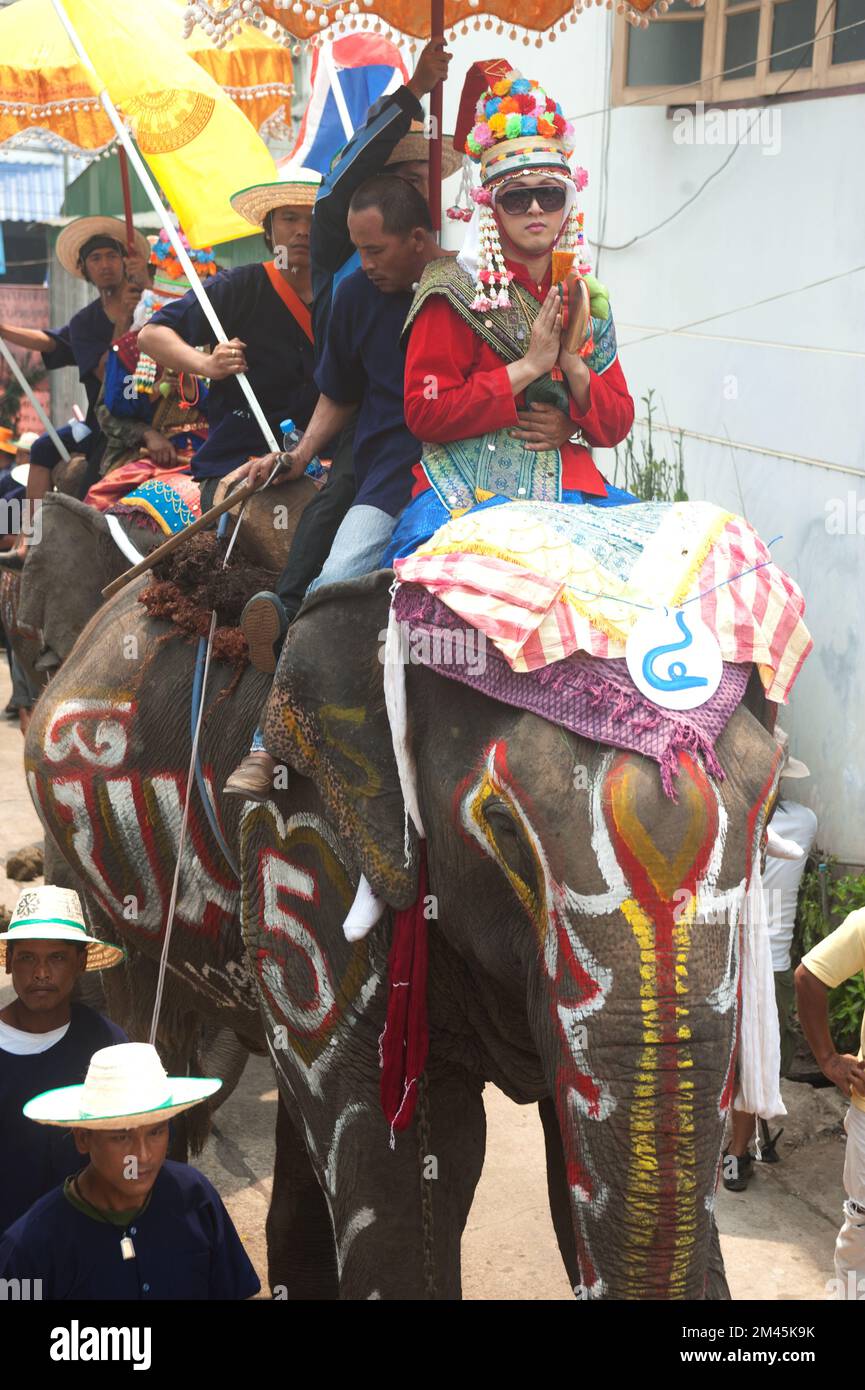 Elephant Ordination Ceremony at Ban Hat Siew Si Satchanalai District ...