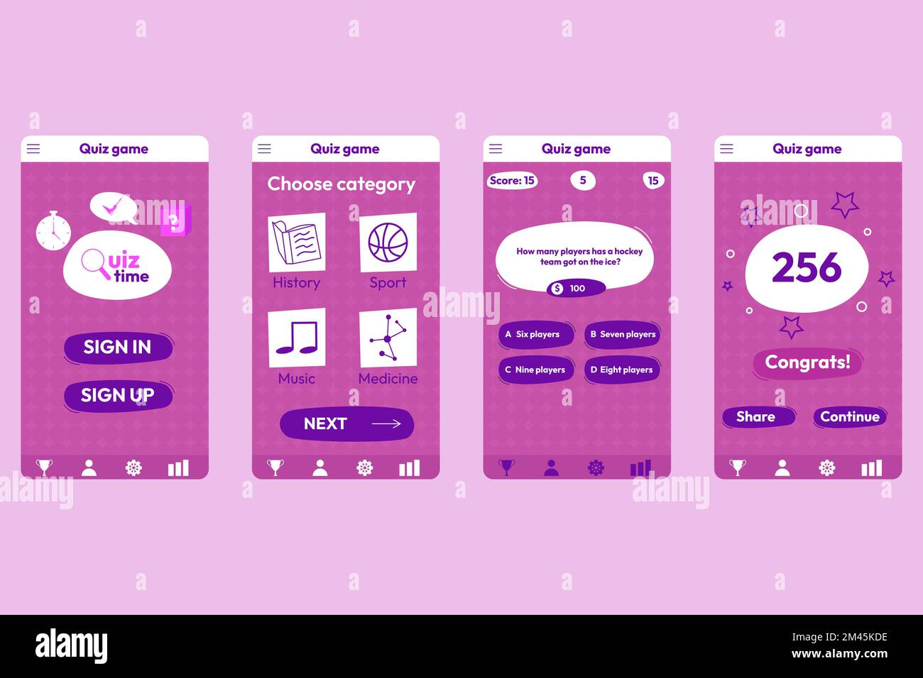 Quiz Test Lottery Millionaire Menu Template Quiz Game Frame Flat