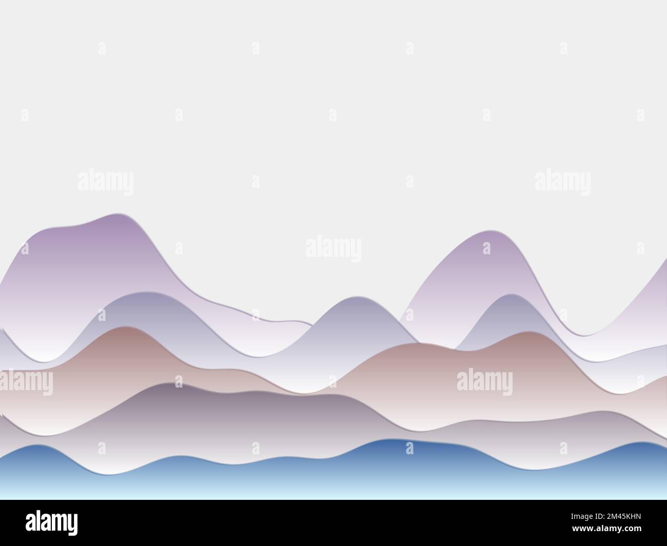 Abstract mountains background. Curved layers in pastel blue and violet ...