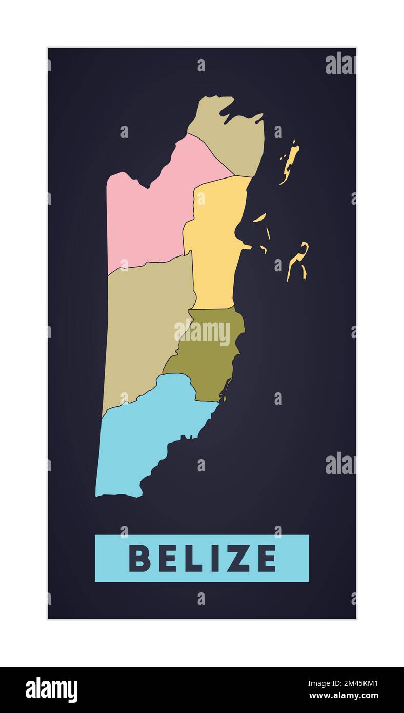 Belize map. Country poster with regions. Shape of Belize with country ...