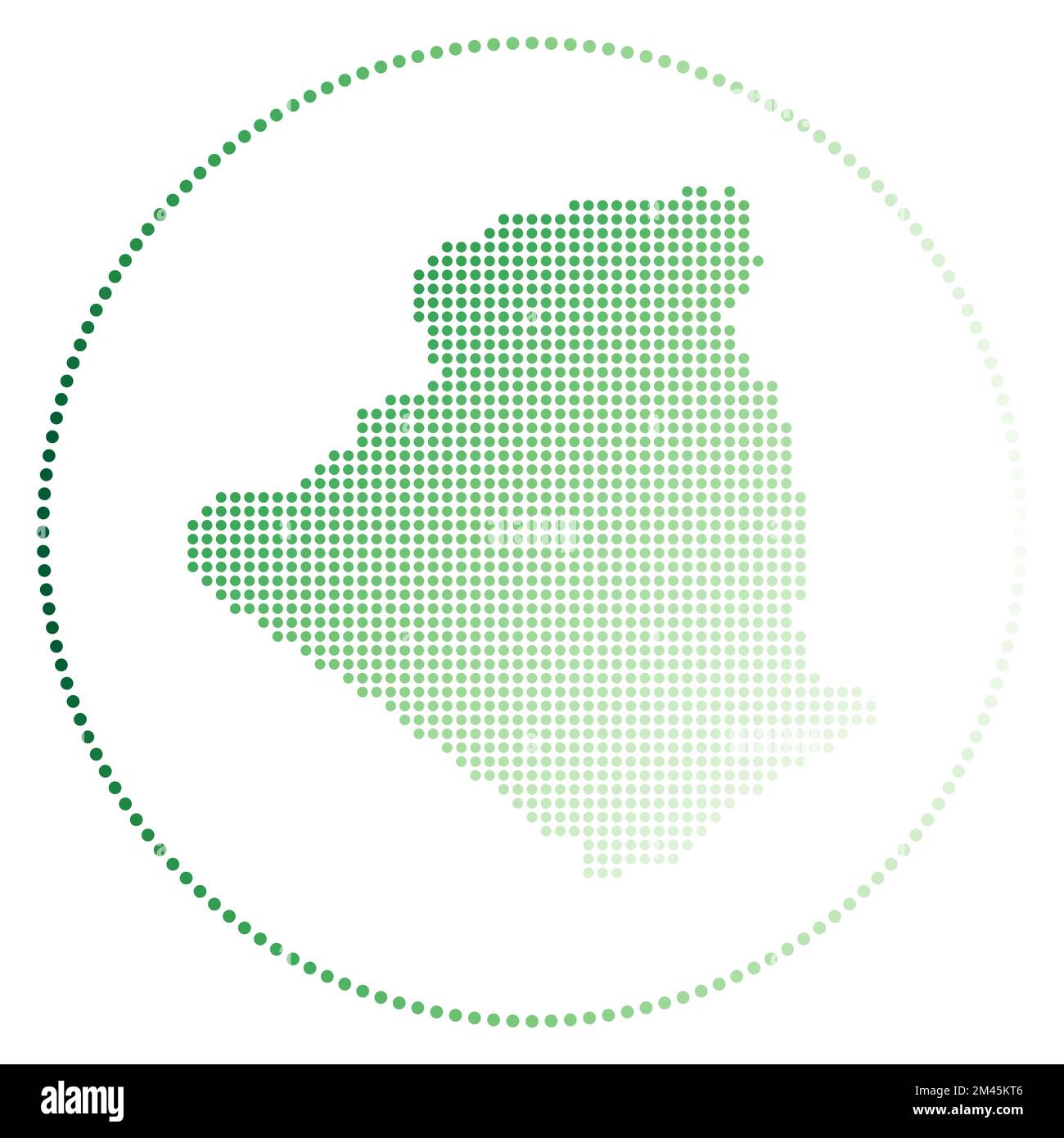 Algeria digital badge. Dotted style map of Algeria in circle. Tech icon ...