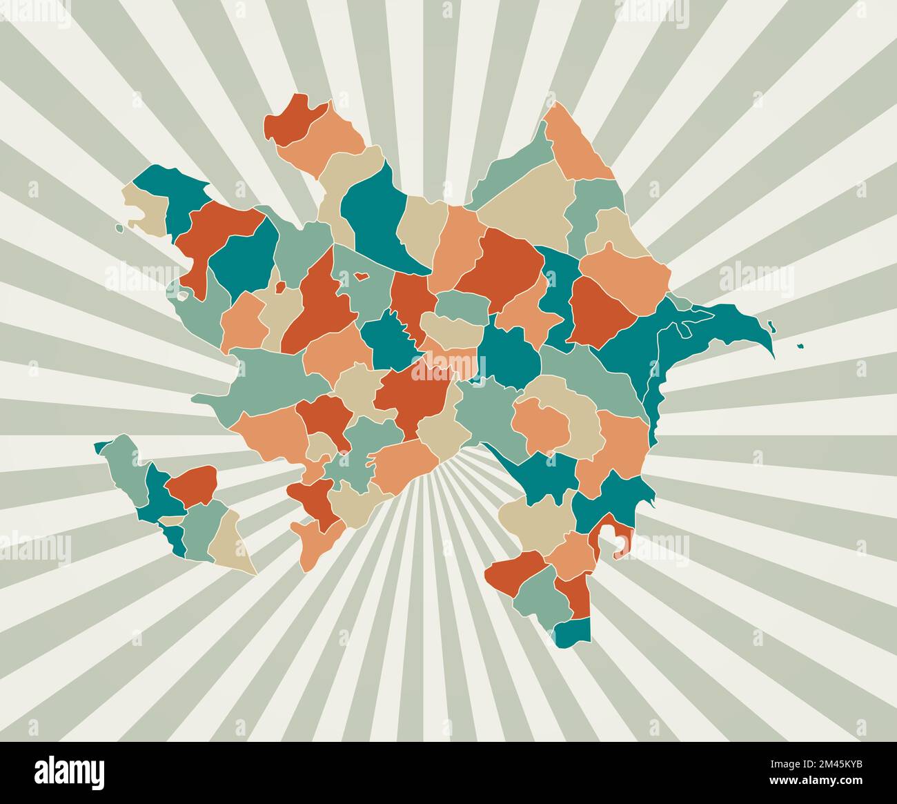 Azerbaijan map. Poster with map of the country in retro color palette ...