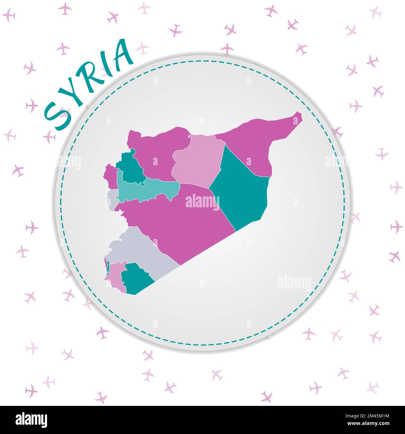 Syria map design. Map of the country with regions in emerald-amethyst ...
