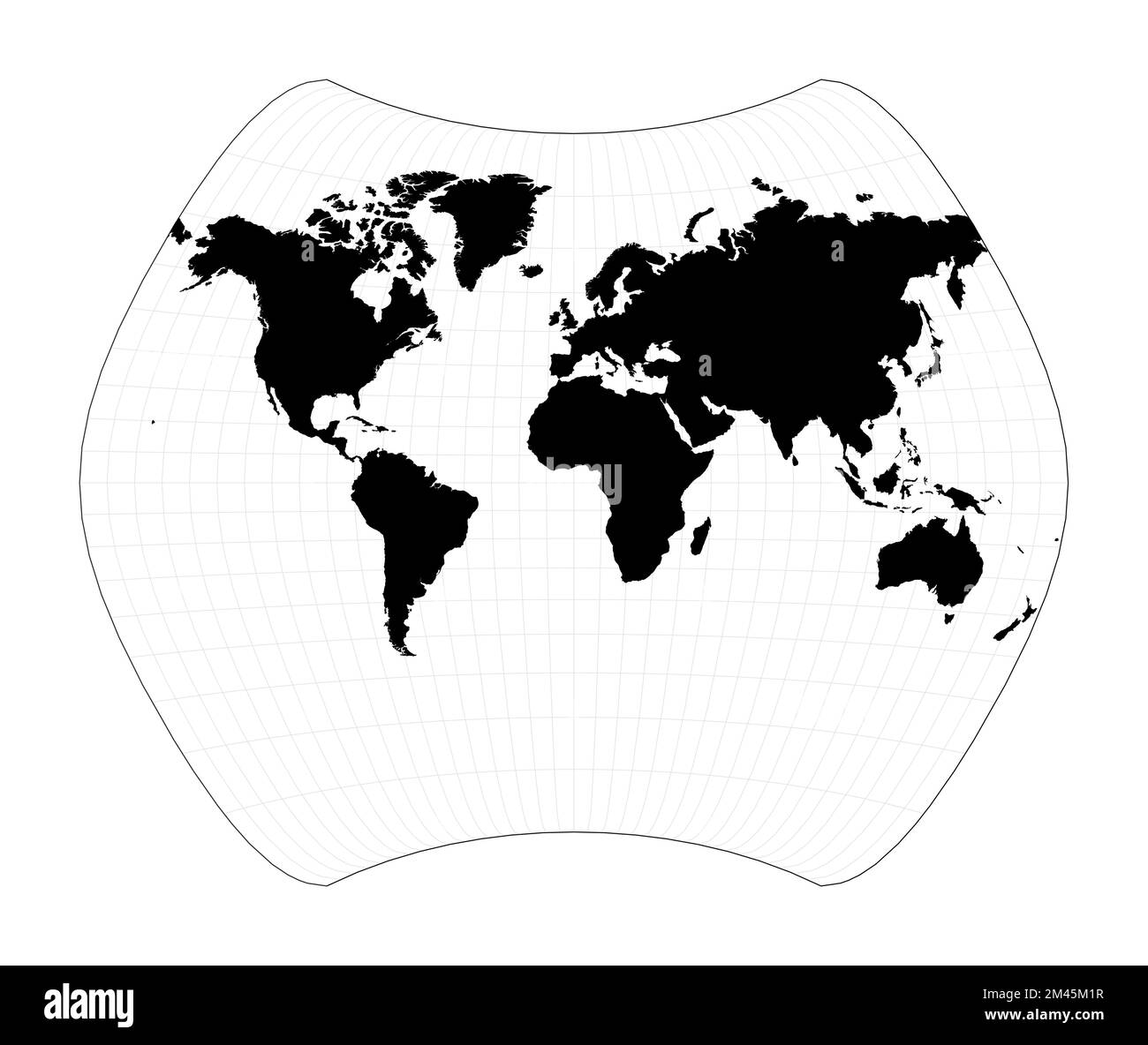 Minimal world map. Larrivee projection. Plain world geographical map ...