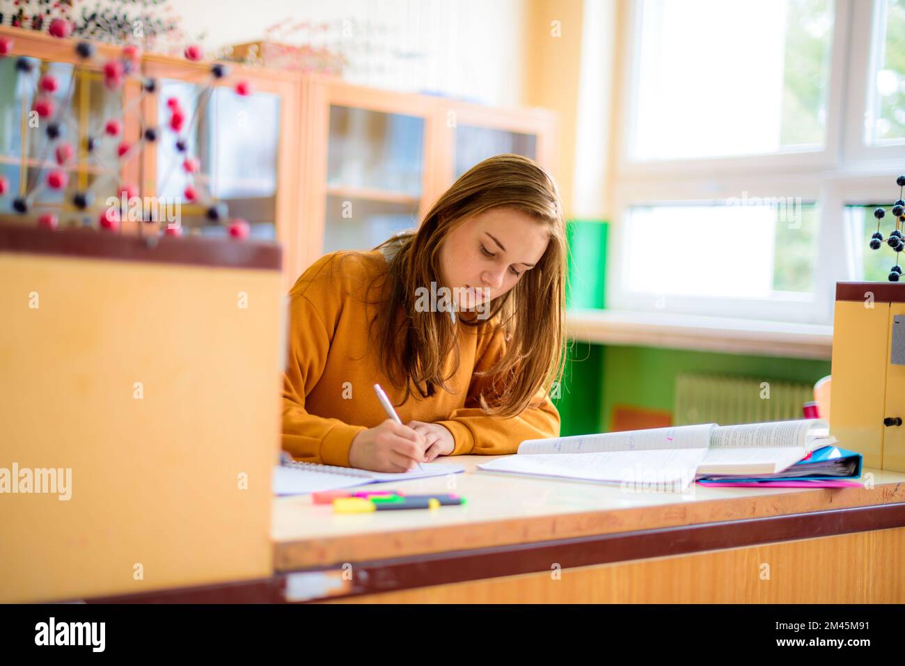 Girl taking notes in class hi-res stock photography and images - Alamy