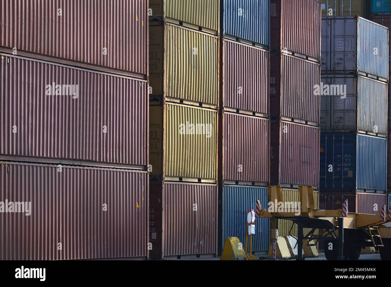 industrial port with containers. Container stacks at sea port container ...