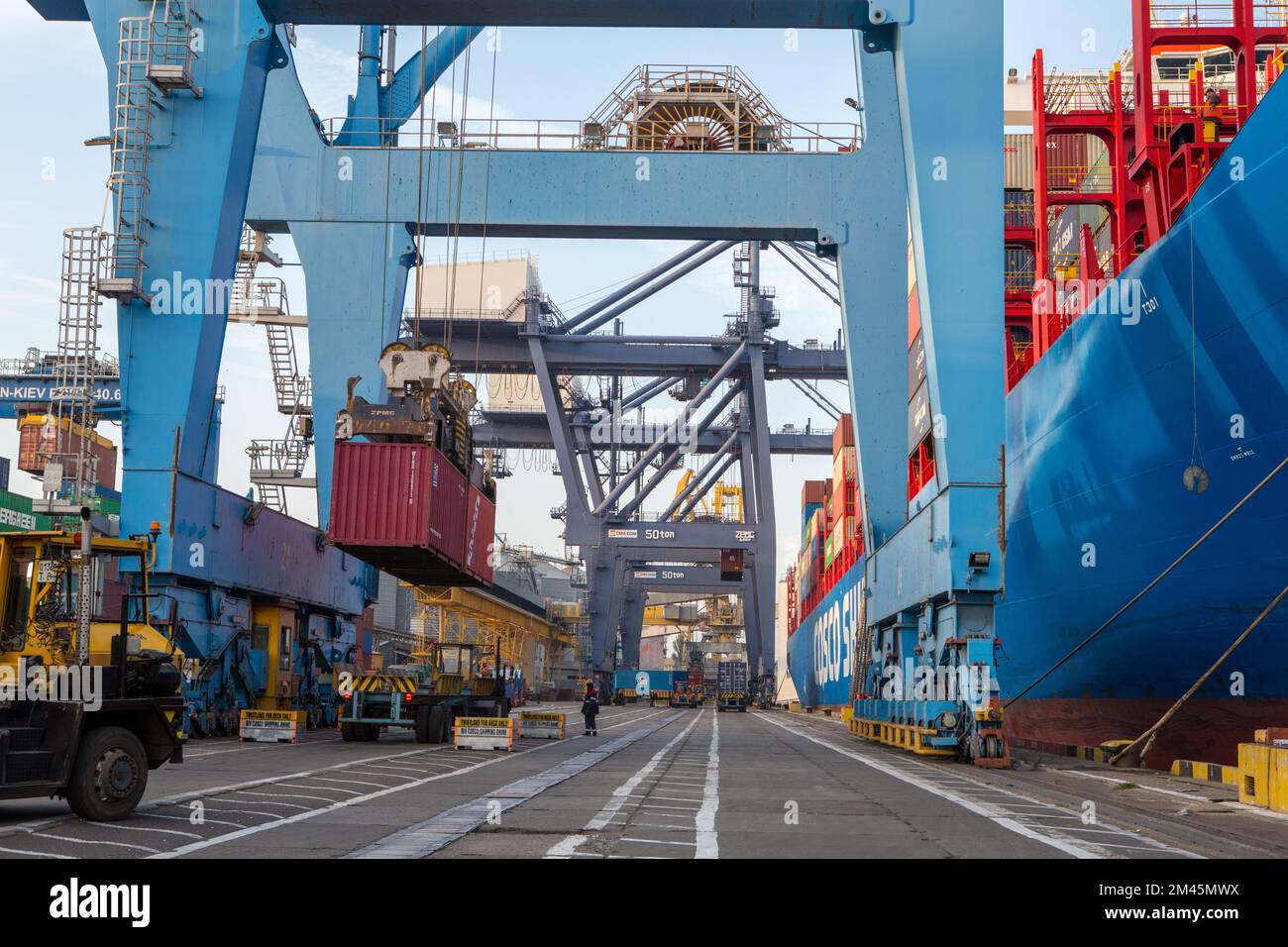 Odessa, Ukraine SIRCA 2018: Container ship in port at container ...
