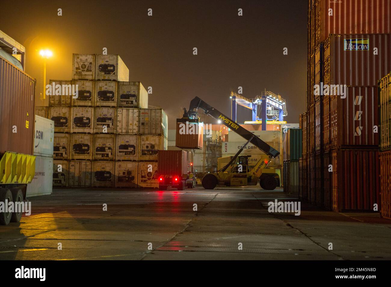 Odessa, Ukraine SIRCA 2018: Reach Stacker during operation. Reach ...