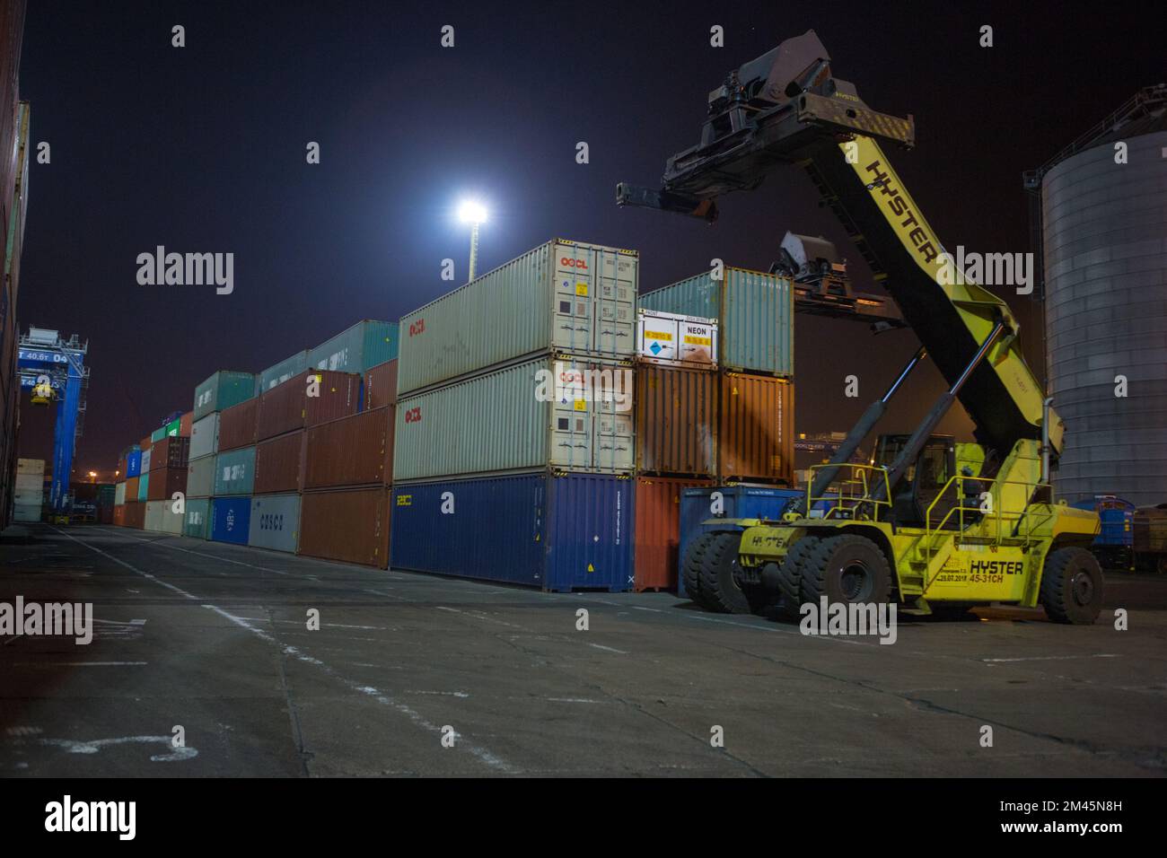 Odessa, Ukraine SIRCA 2018: Reach Stacker during operation. Reach ...