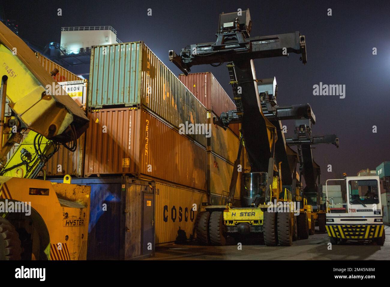 Odessa, Ukraine SIRCA 2018: Reach Stacker during operation. Reach ...