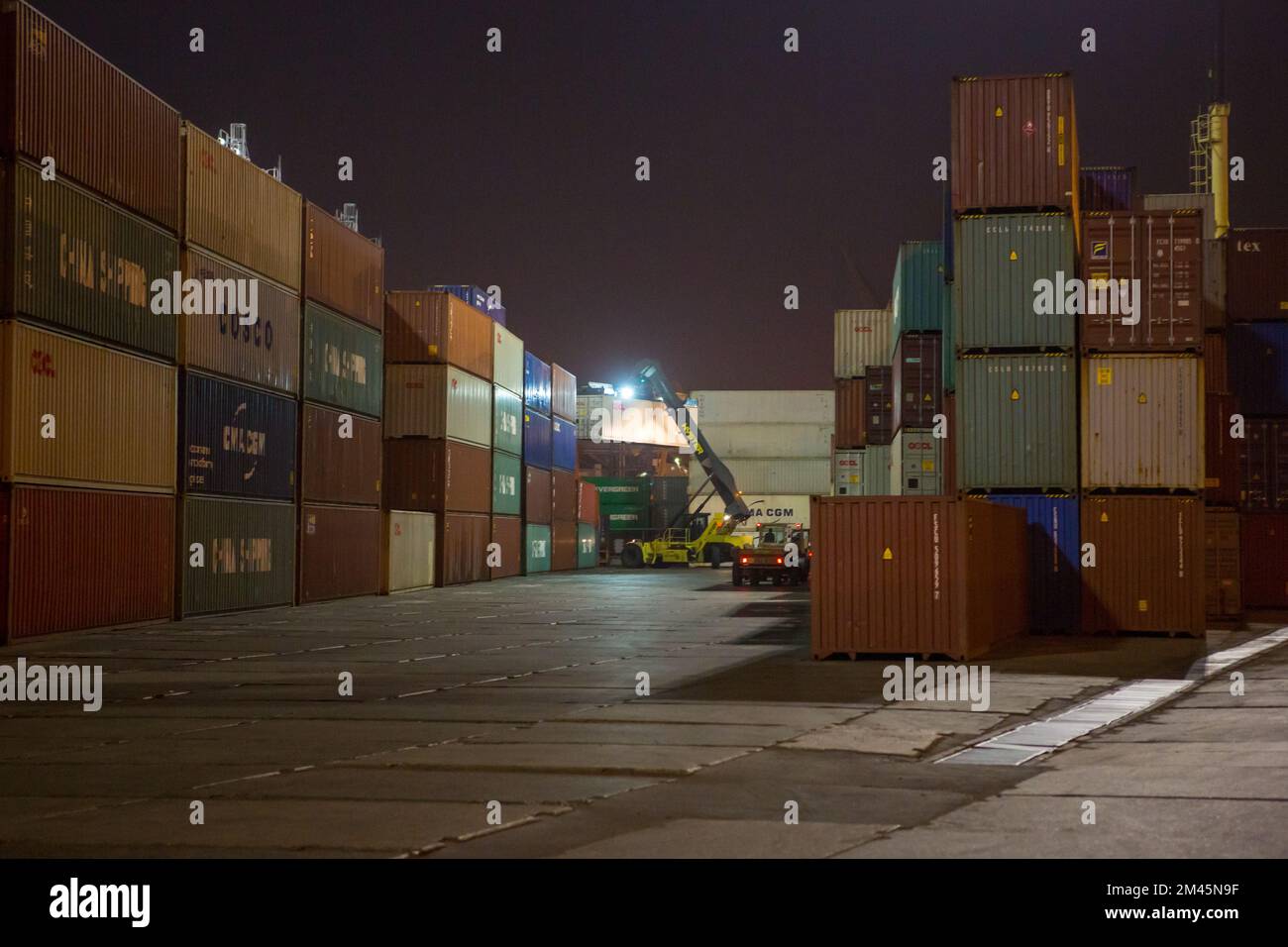 Odessa, Ukraine SIRCA 2018: Reach Stacker during operation. Reach ...