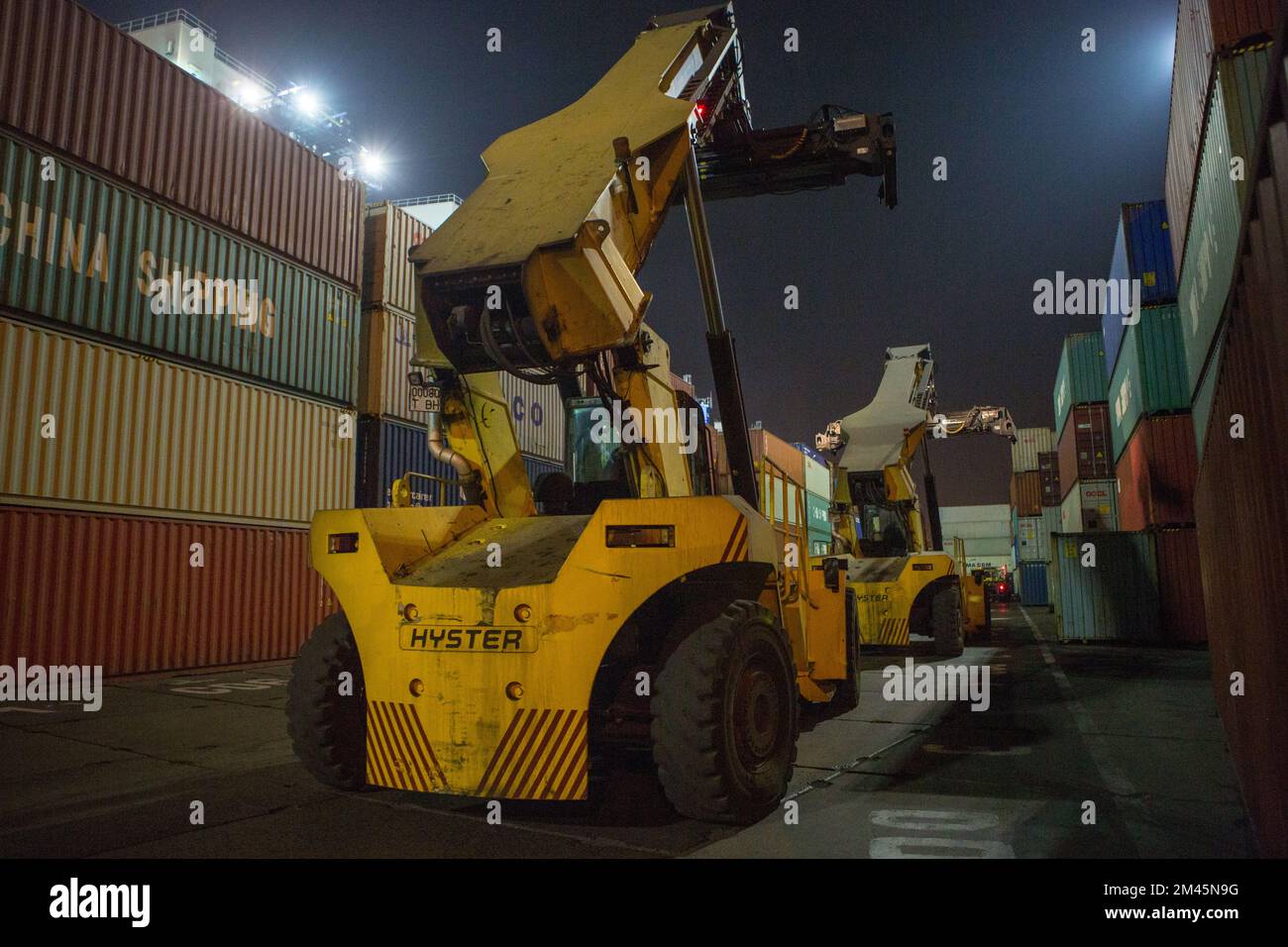 Odessa, Ukraine SIRCA 2018: Reach Stacker during operation. Reach ...