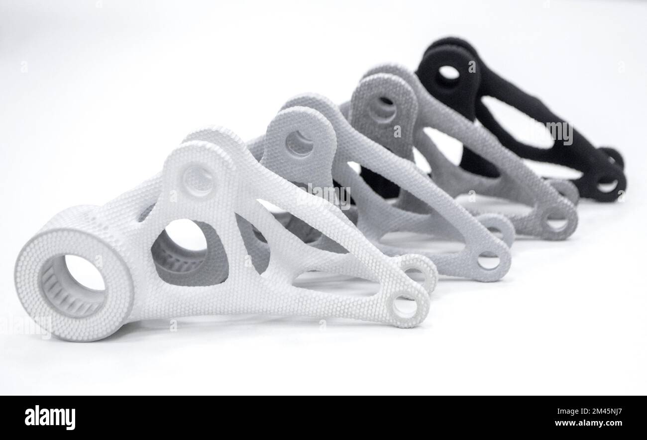 Gray models printed on 3D printer from polyamide plastic powder ...