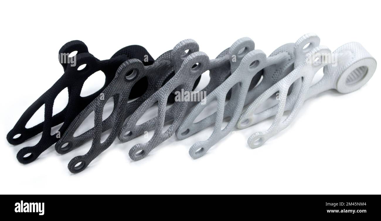 Gray model printed on 3D printer from polyamide plastic powder isolated ...