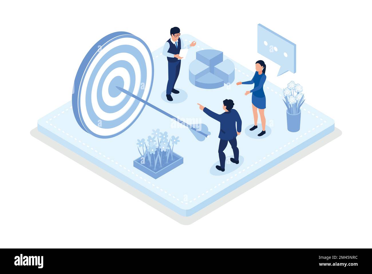 Digital marketing, Characters targeting audience, isometric vector ...