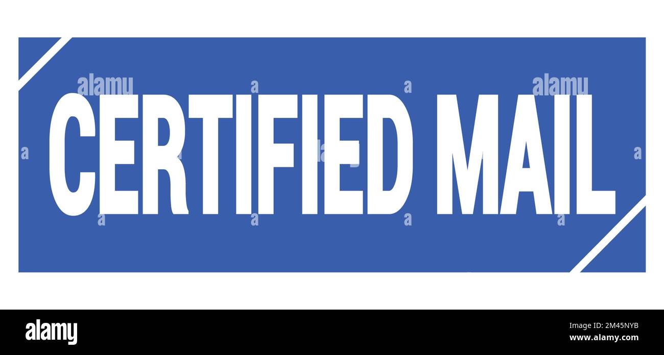 CERTIFIED MAIL text written on blue grungy stamp sign Stock Photo - Alamy