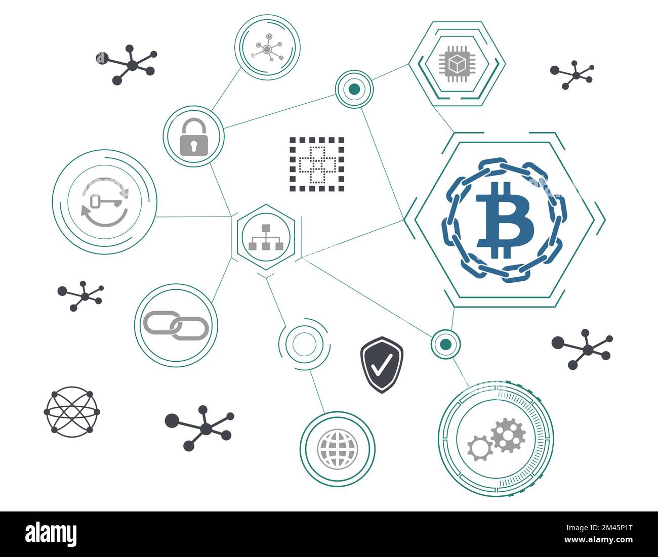 Concept of blockchain with connected icons Stock Photo - Alamy