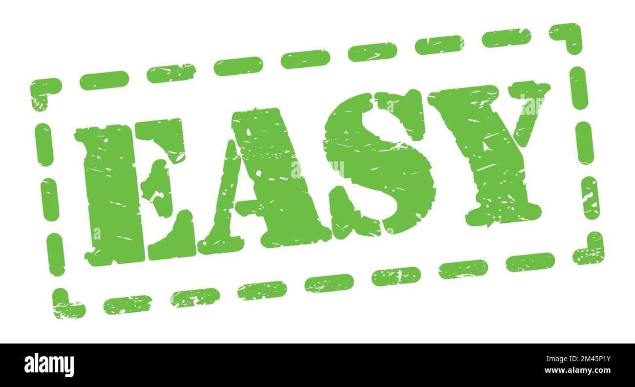 EASY text written on green dash stamp sign Stock Photo - Alamy