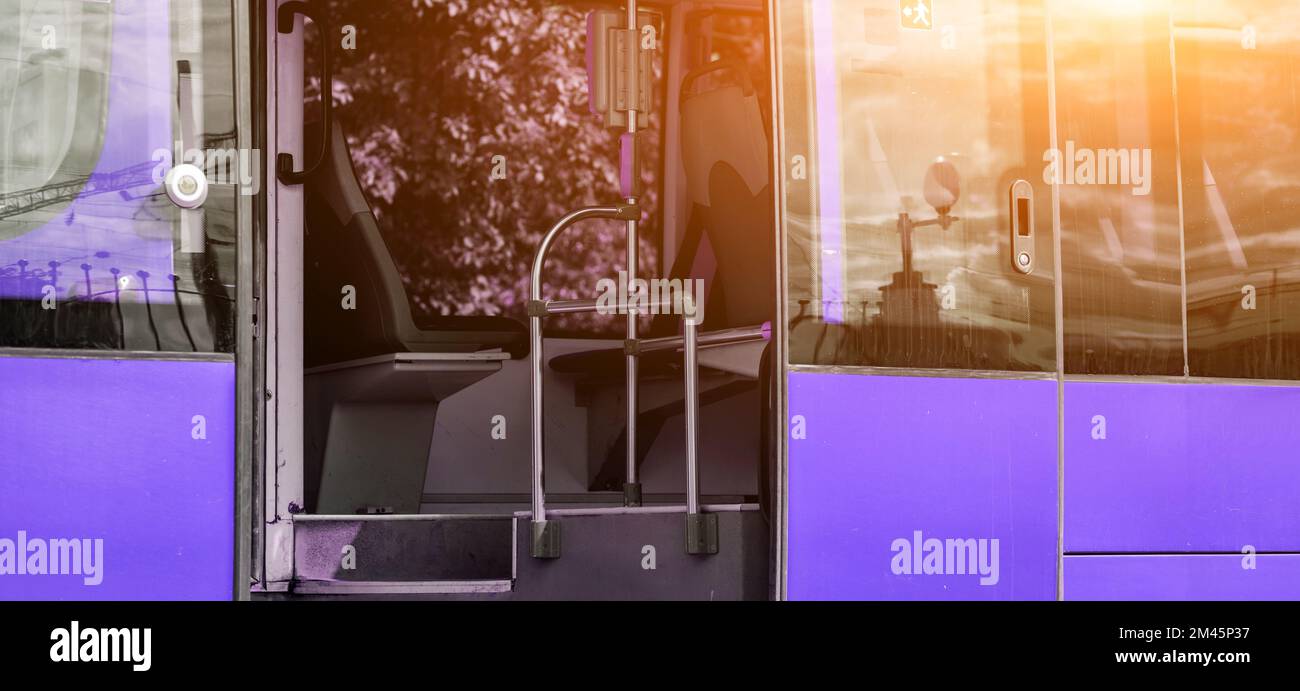 urban public transport. Tram train interior and exterior Stock Photo ...