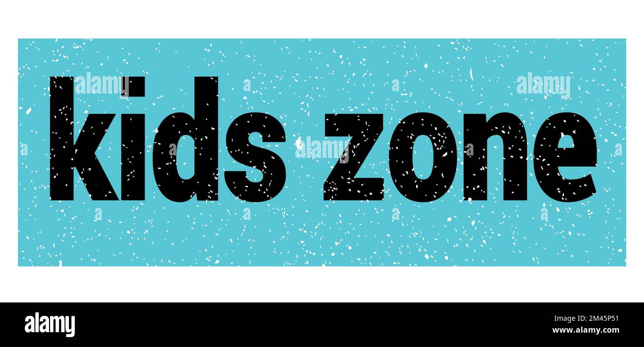 kids zone text written on blue-black grungy stamp sign Stock Photo - Alamy