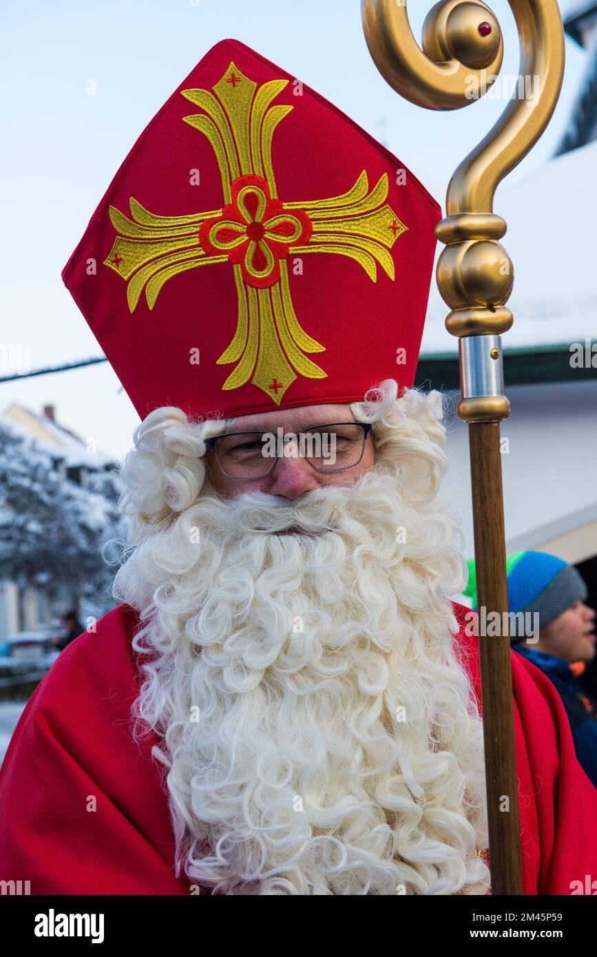 Altoetting,Germany-December 17,2022 :A man dressed as St. Nicholas ...