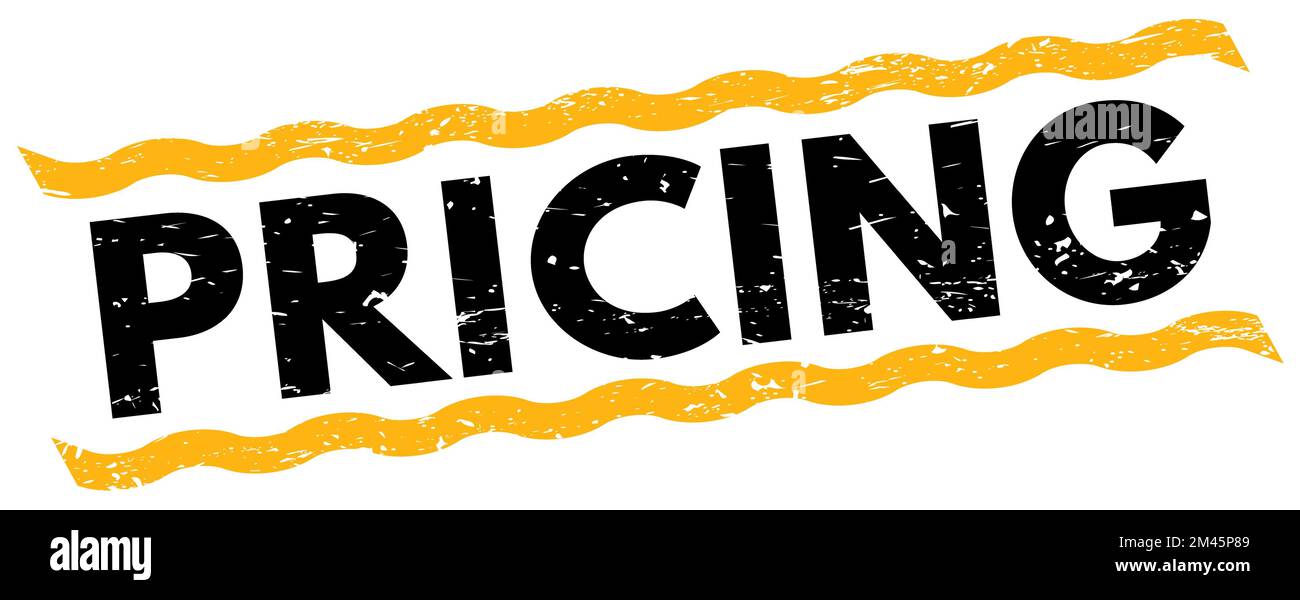 PRICING text written on yellow-black lines stamp sign Stock Photo - Alamy