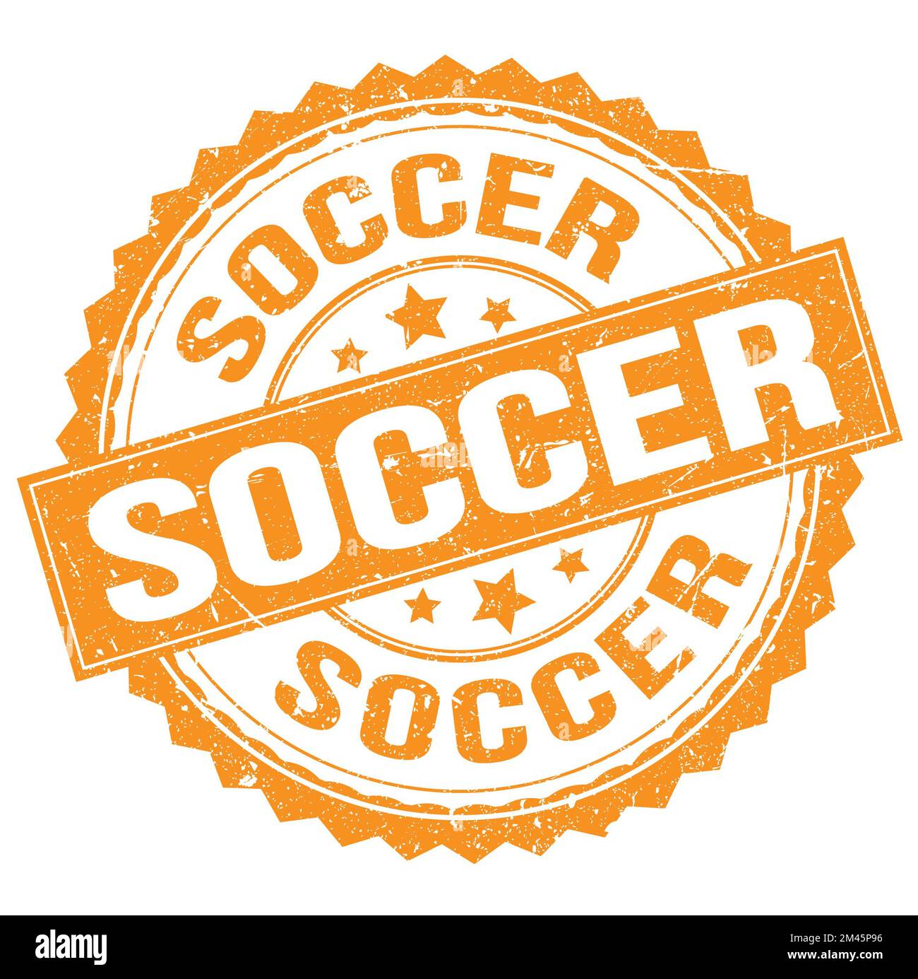 SOCCER text written on orange round stamp sign Stock Photo - Alamy
