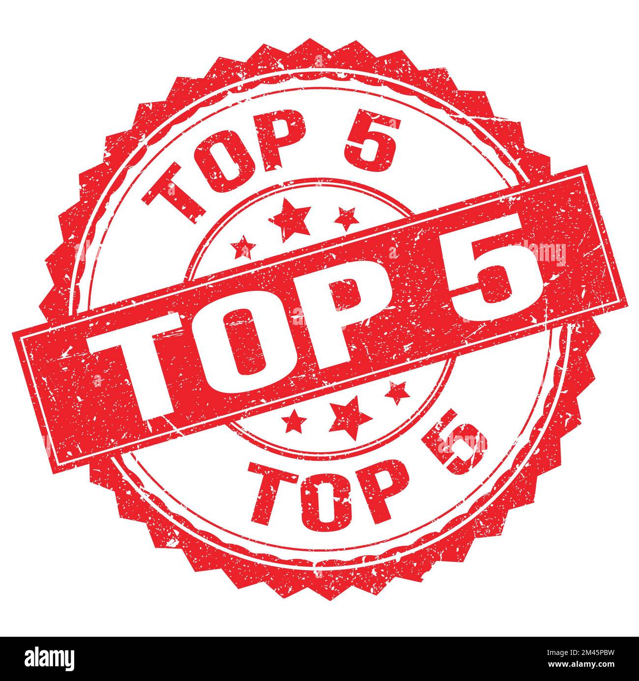 TOP 5 text written on red round stamp sign Stock Photo - Alamy