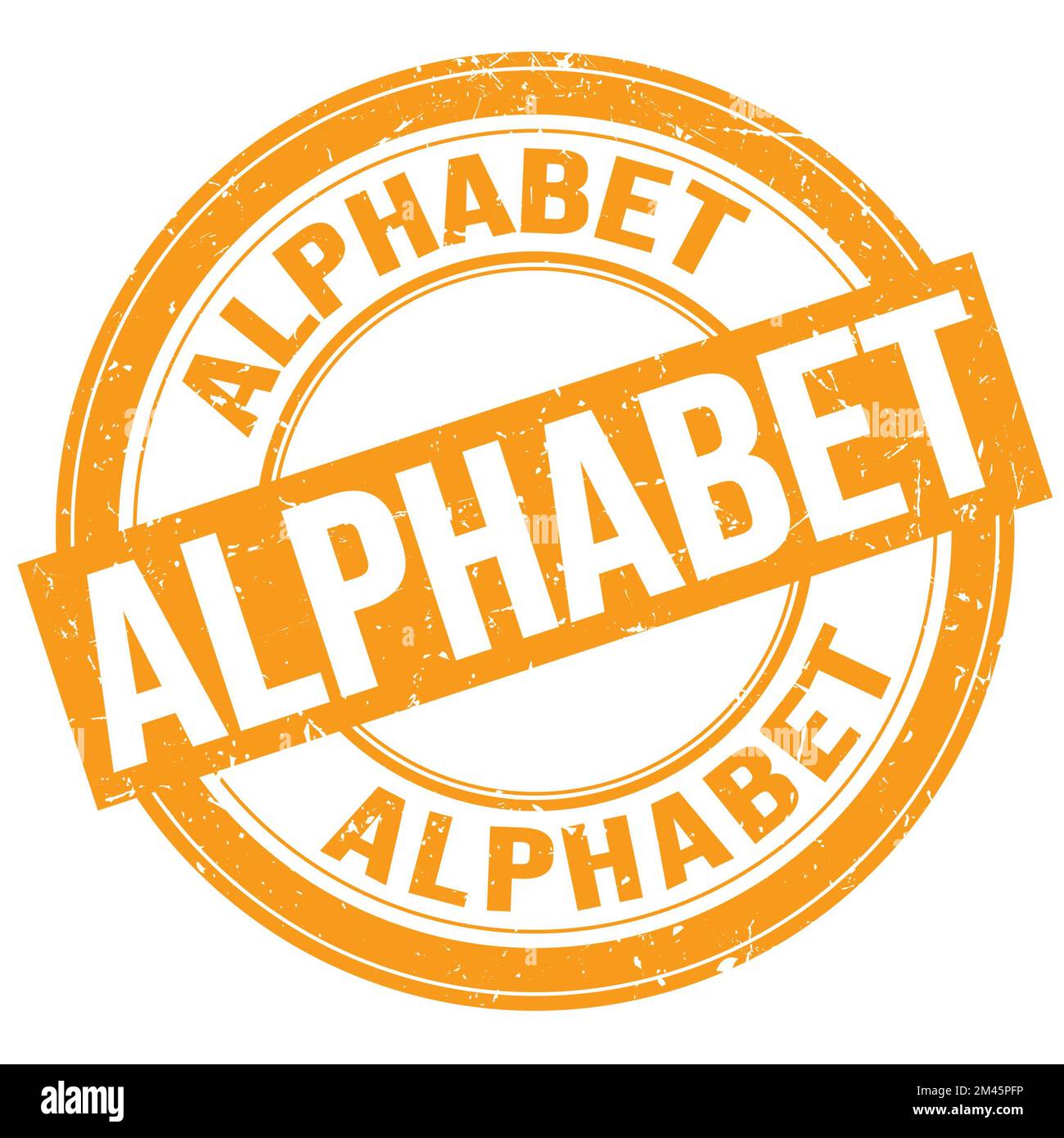 ALPHABET text written on orange round grungy stamp sign Stock Photo - Alamy