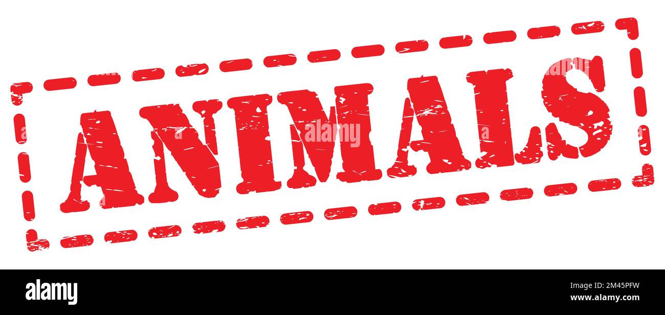 ANIMALS text written on red dash stamp sign Stock Photo - Alamy