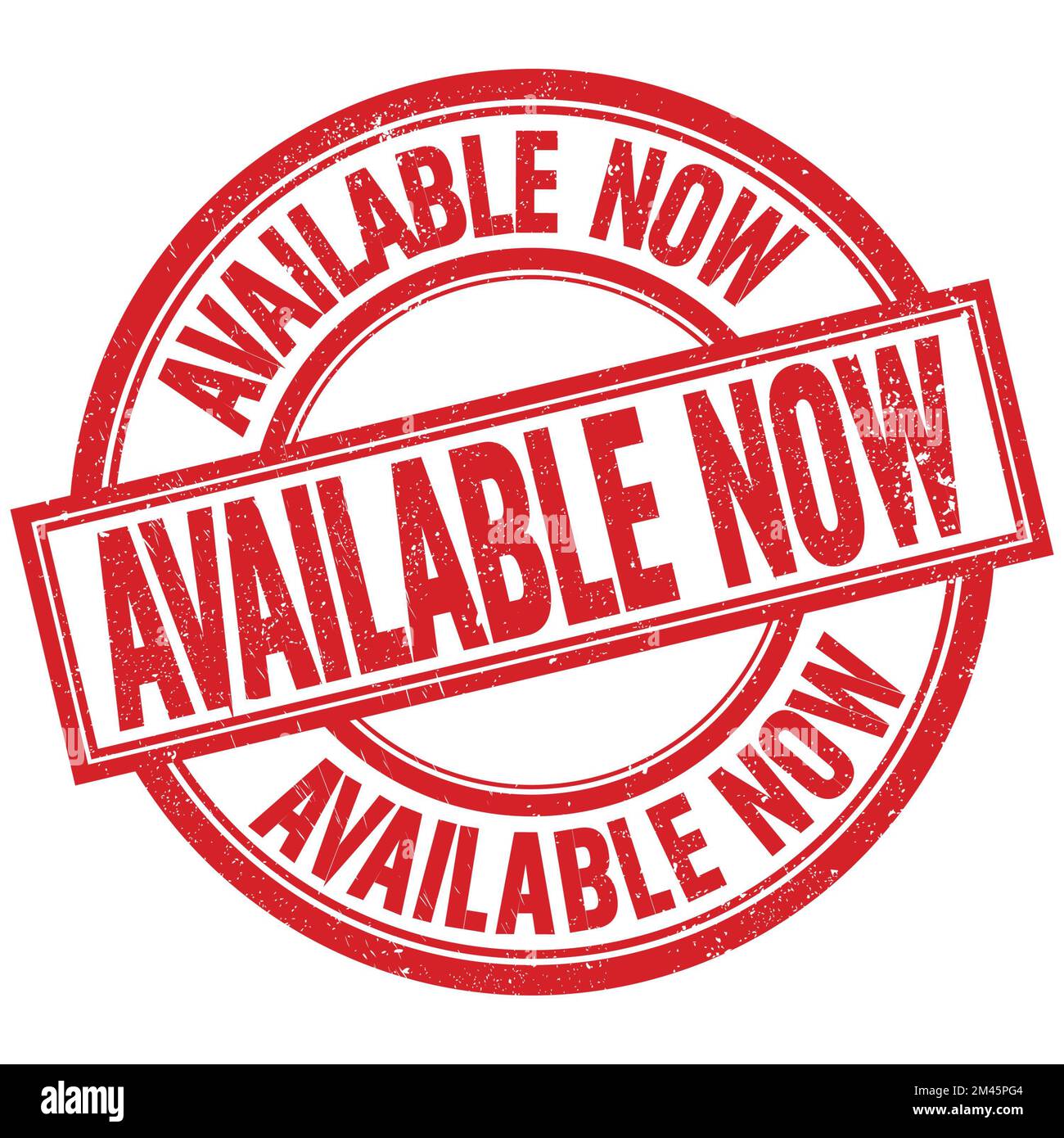 AVAILABLE NOW text written word on red round stamp sign Stock Photo - Alamy