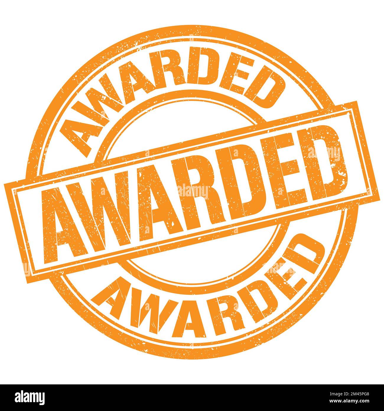 AWARDED text written word on orange round stamp sign Stock Photo - Alamy