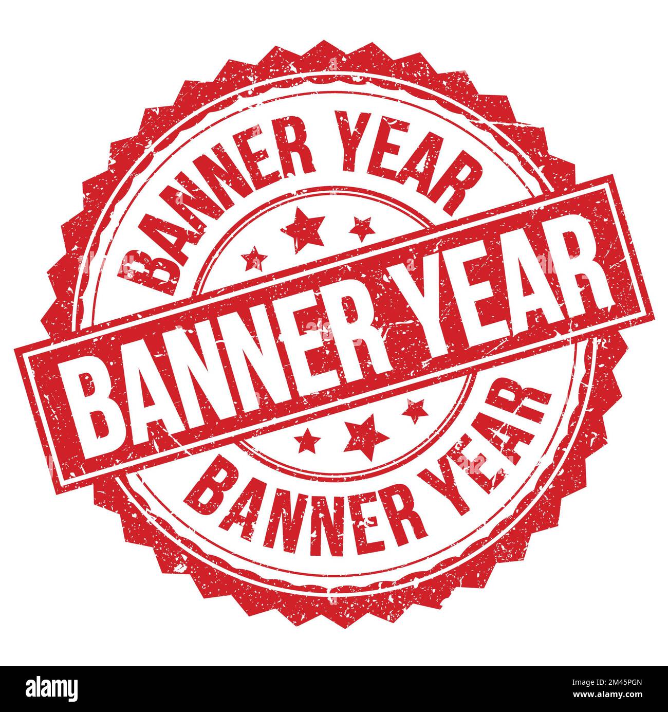BANNER YEAR text written on red round stamp sign Stock Photo - Alamy