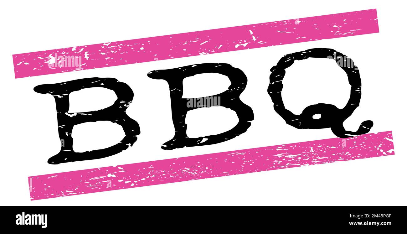 BBQ text written on pink-black grungy lines stamp sign Stock Photo - Alamy