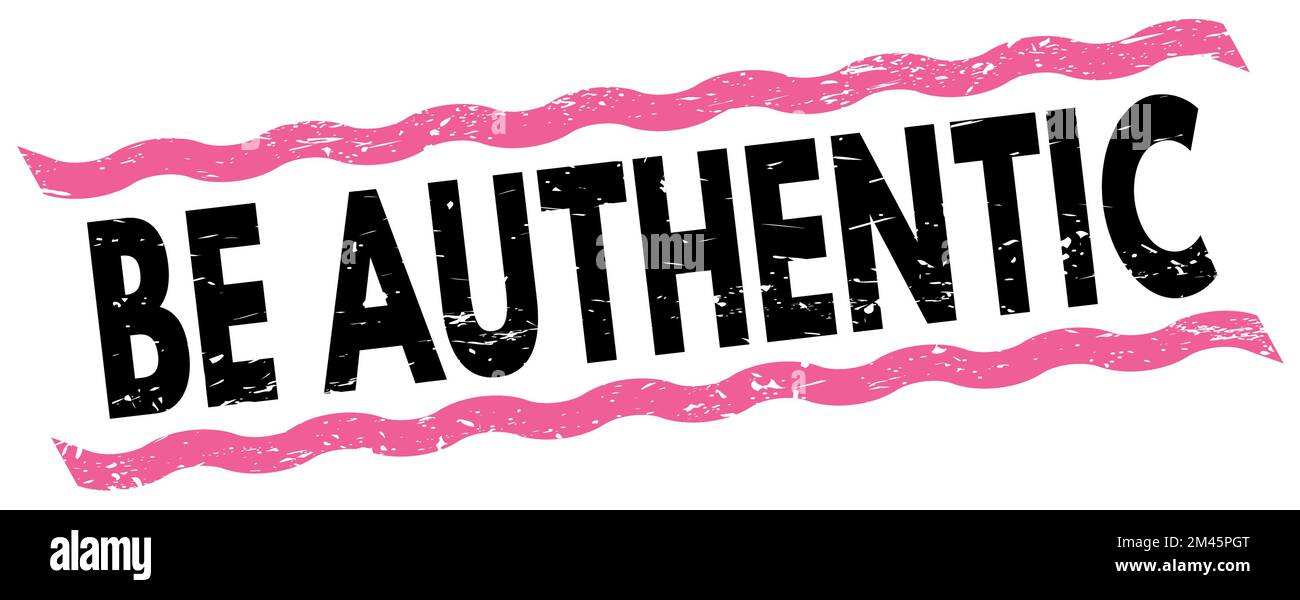 BE AUTHENTIC text written on pink-black lines stamp sign Stock Photo ...