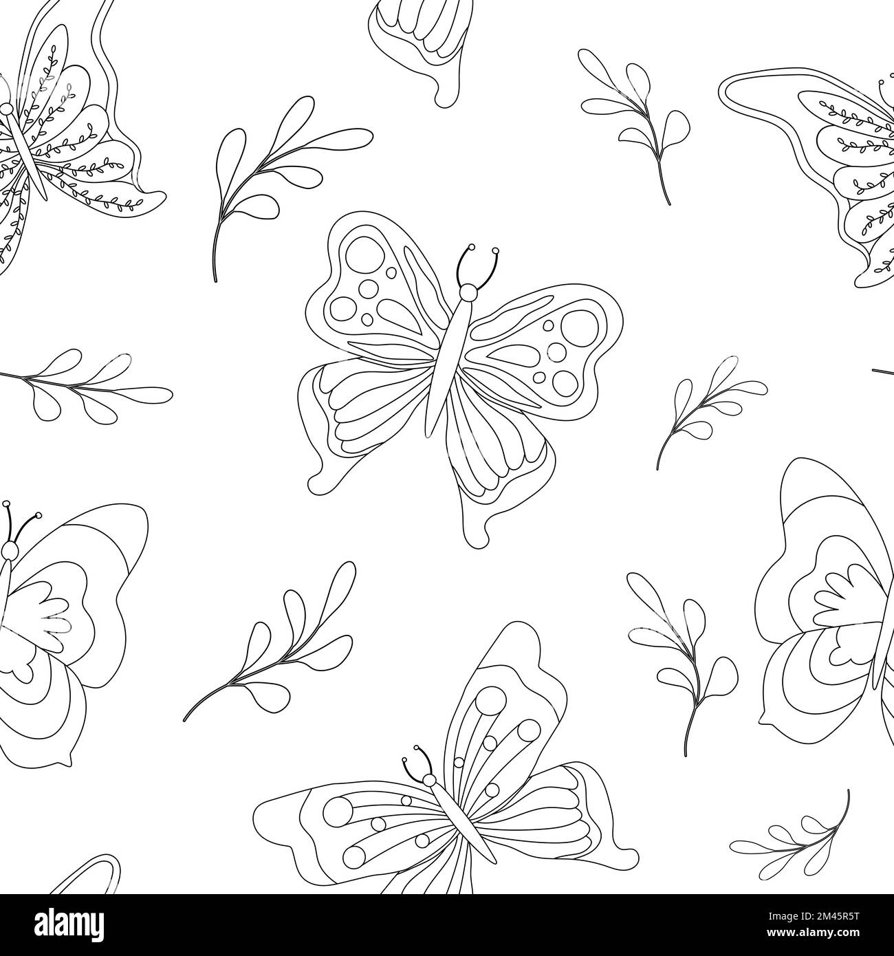 Hand drawn butterfly outline pattern Stock Vector Image & Art - Alamy