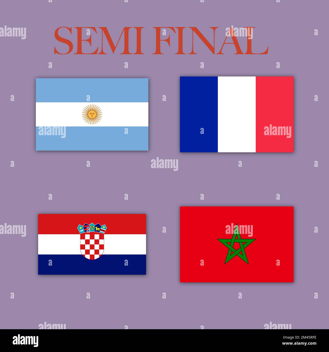 Semi Final Matches Countries Flag Emblem France Argentina Croatia And ...