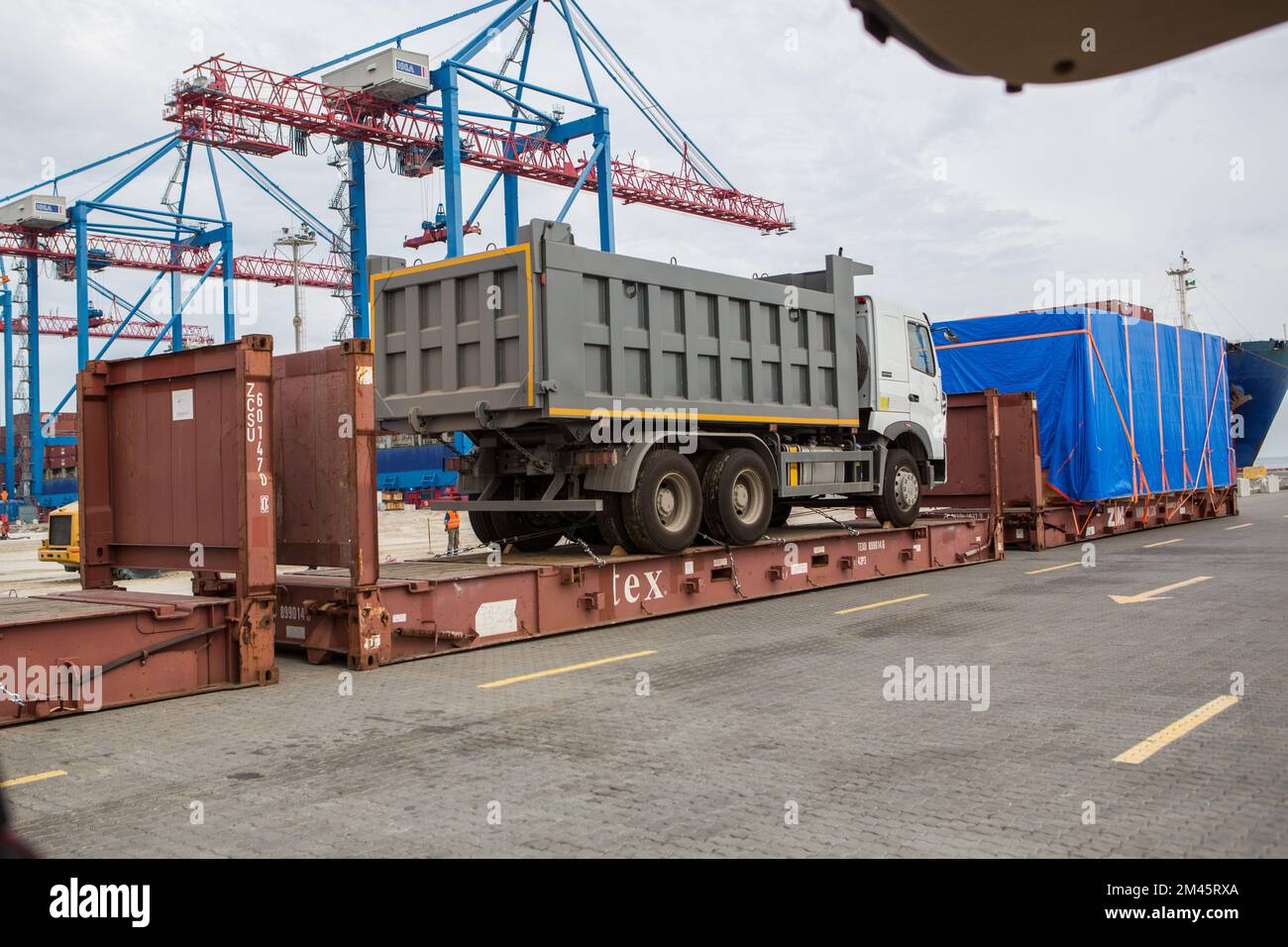 Odessa, Ukraine SIRCA 2018: oversized cargo at the terminal. trucks at ...