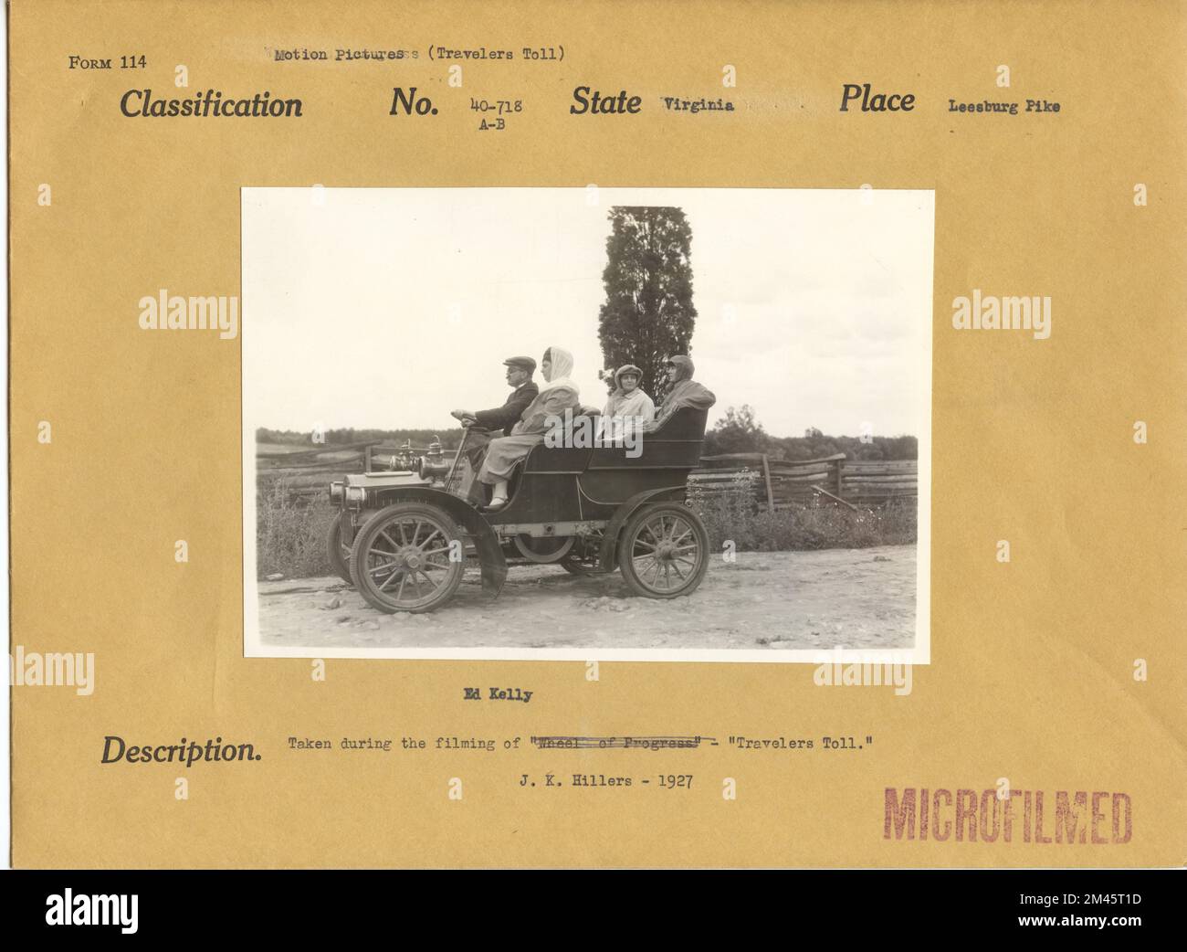 Ed Kelly During Filming of "Travelers Toll". Original caption: Ed Kelly ...